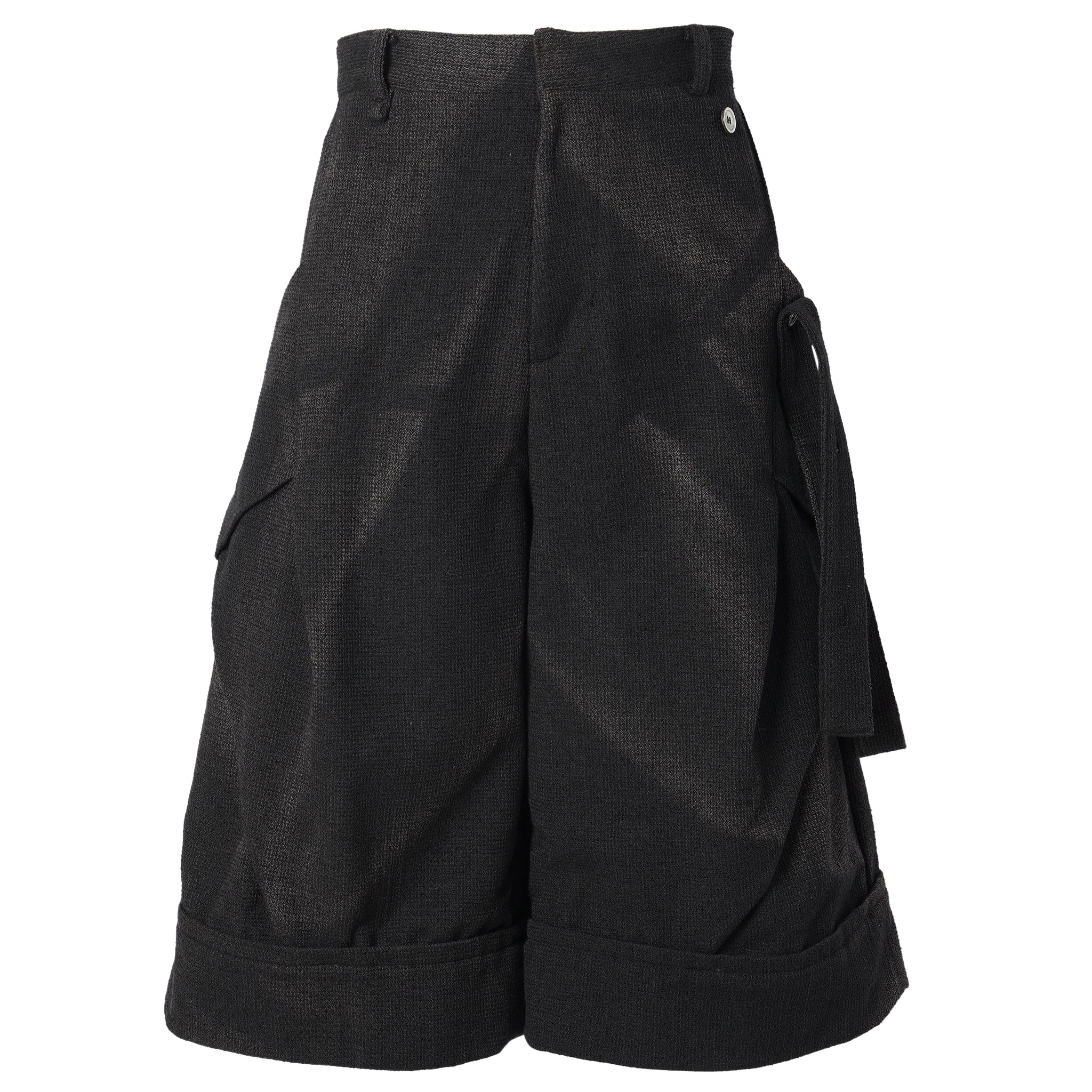 UN-BLEACHED LAYERED STRAP HALF TROUSER / BLACK – GR8