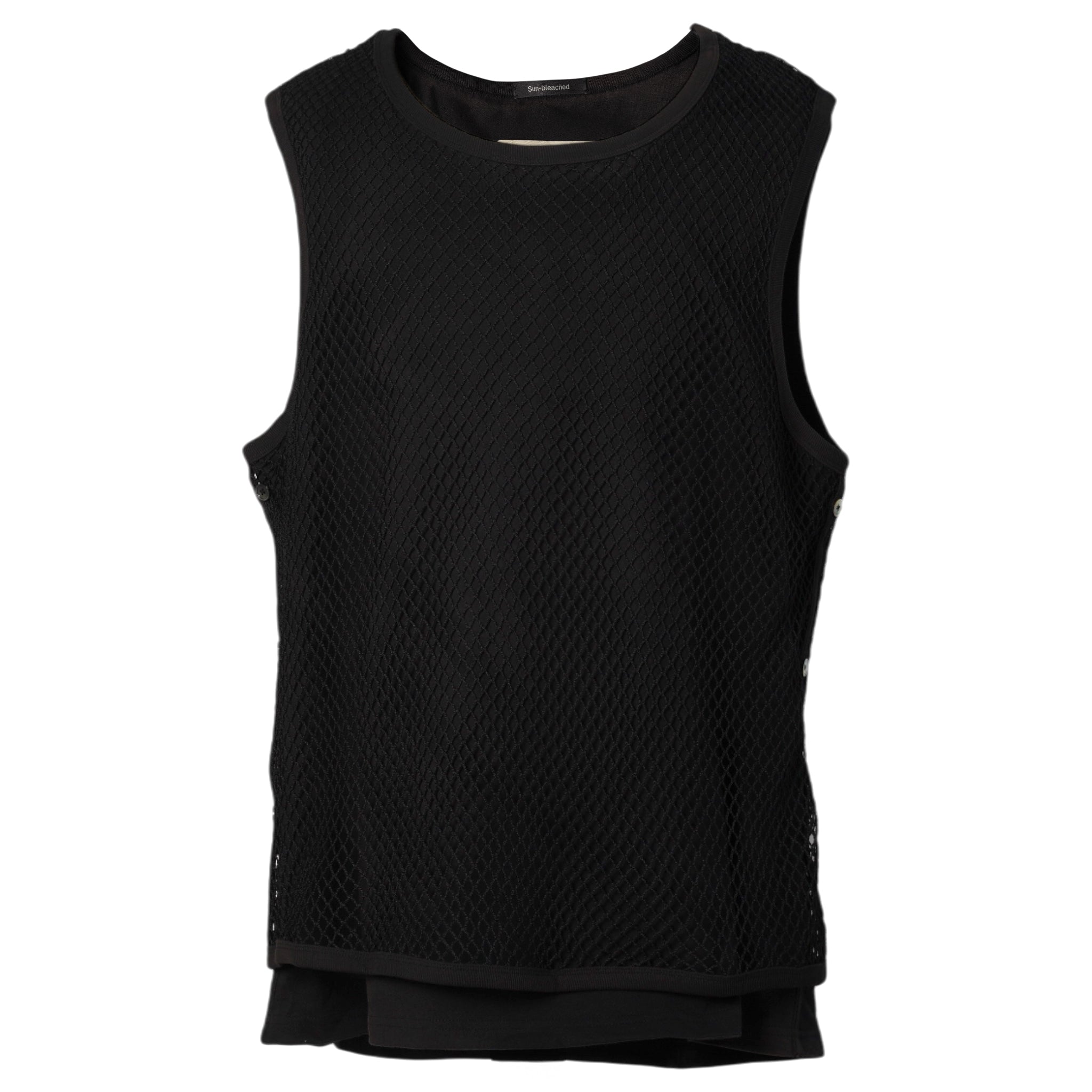 SUN-BLEACHED MESH LAYERED SLEEVELESS / BLACK – GR8